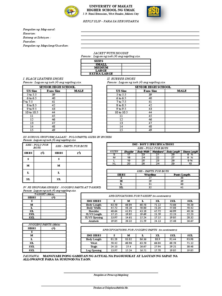 Hsu School Uniform With Hoodie Reply Slip 2021 2022 2nd Semester | PDF ...