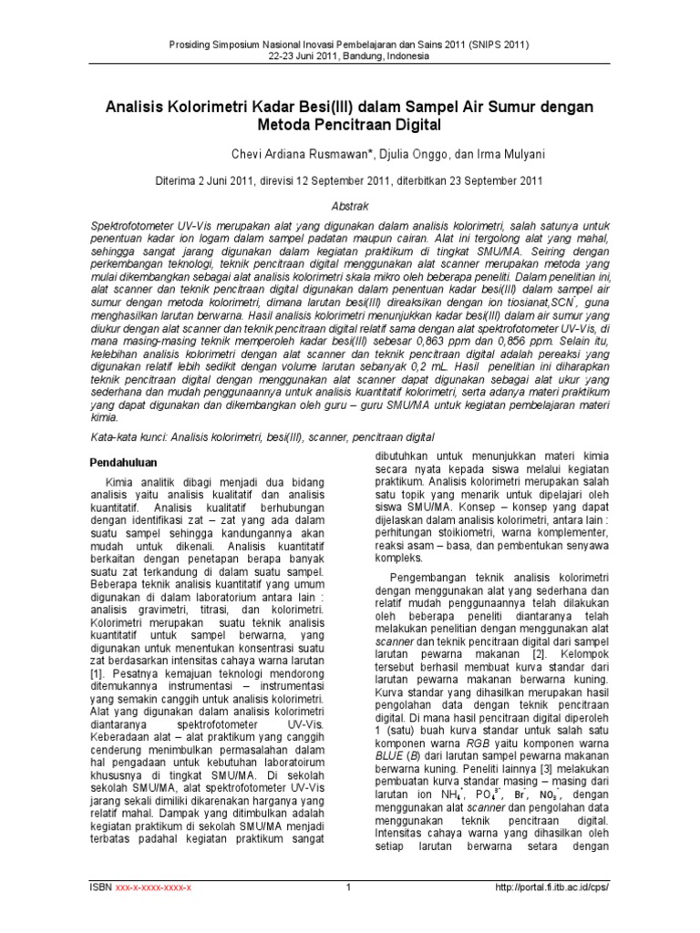 Analisis Kolorimetri Sederhana untuk SMU | PDF