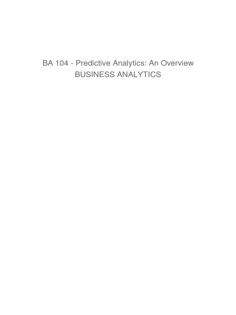 Introduction To Predictive Analytics PDF | Download Free PDF | Analytics | Predictive Analytics