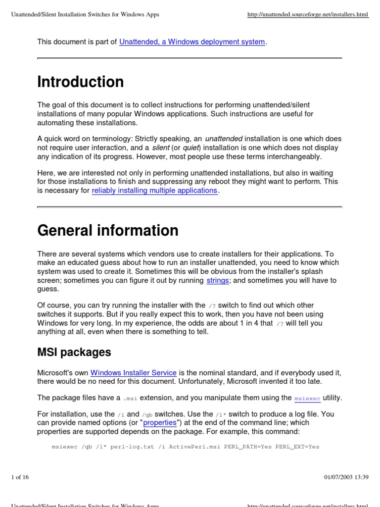 2 Unattended Silent Install | PDF | Installation (Computer Programs) | Windows Registry