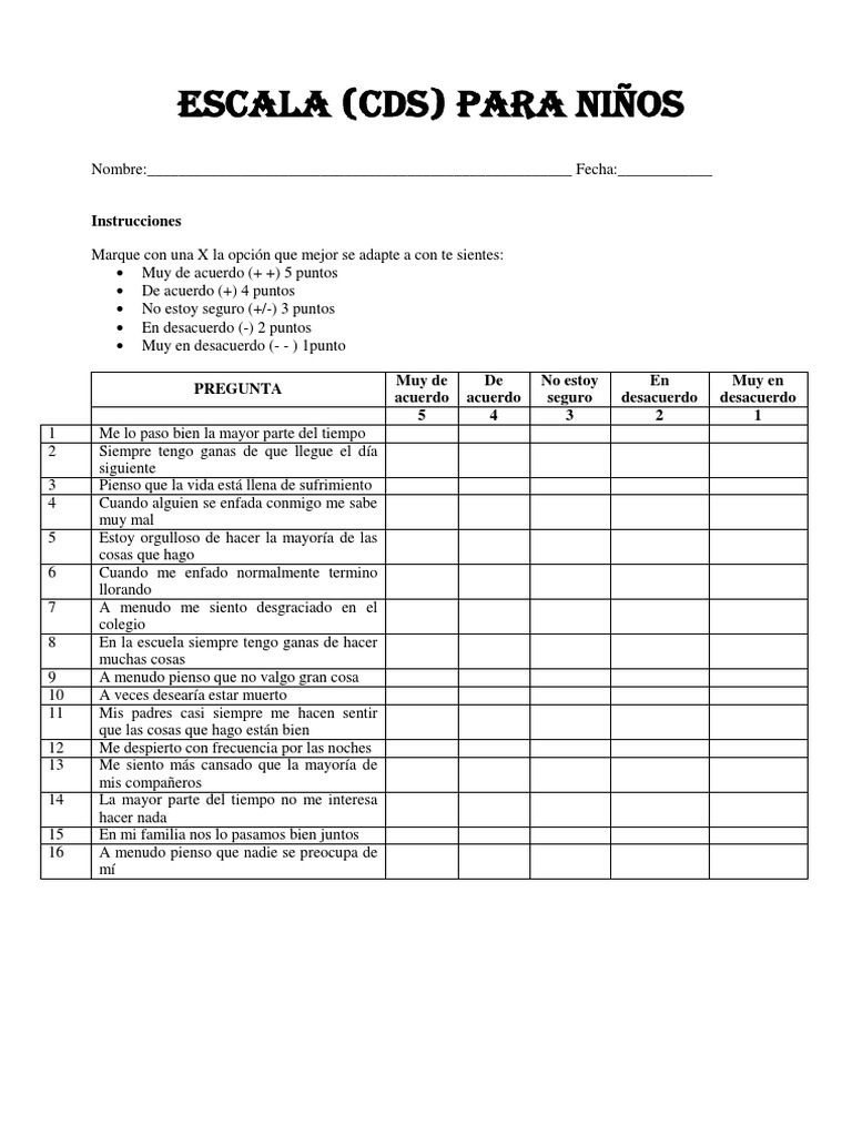 Cuestionario CDS | PDF