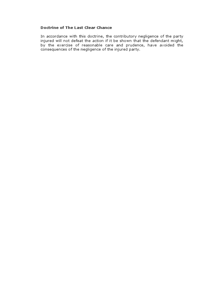 Doctrine of The Last Clear Chance | PDF