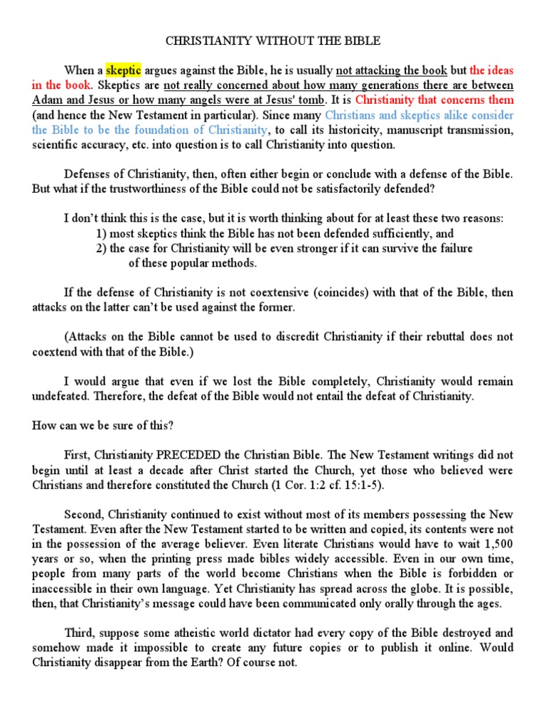 Christianity Without The Bible | PDF | Bible | Biblical Inerrancy