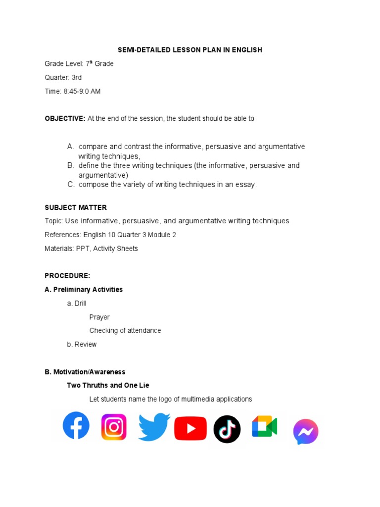 Grade 7, Module 1 SDLP | PDF | Multimedia | Information