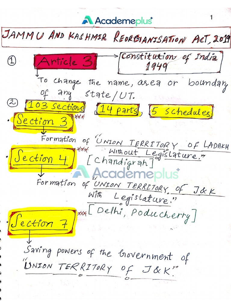 J&K Reorganization Act 2019 | PDF