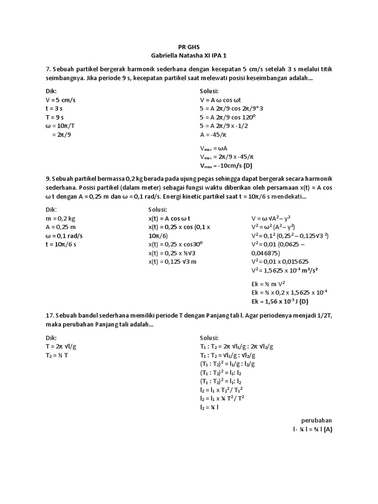 Analisis Gerak Harmonik Sederhana | PDF | Metode & Bahan Ajar