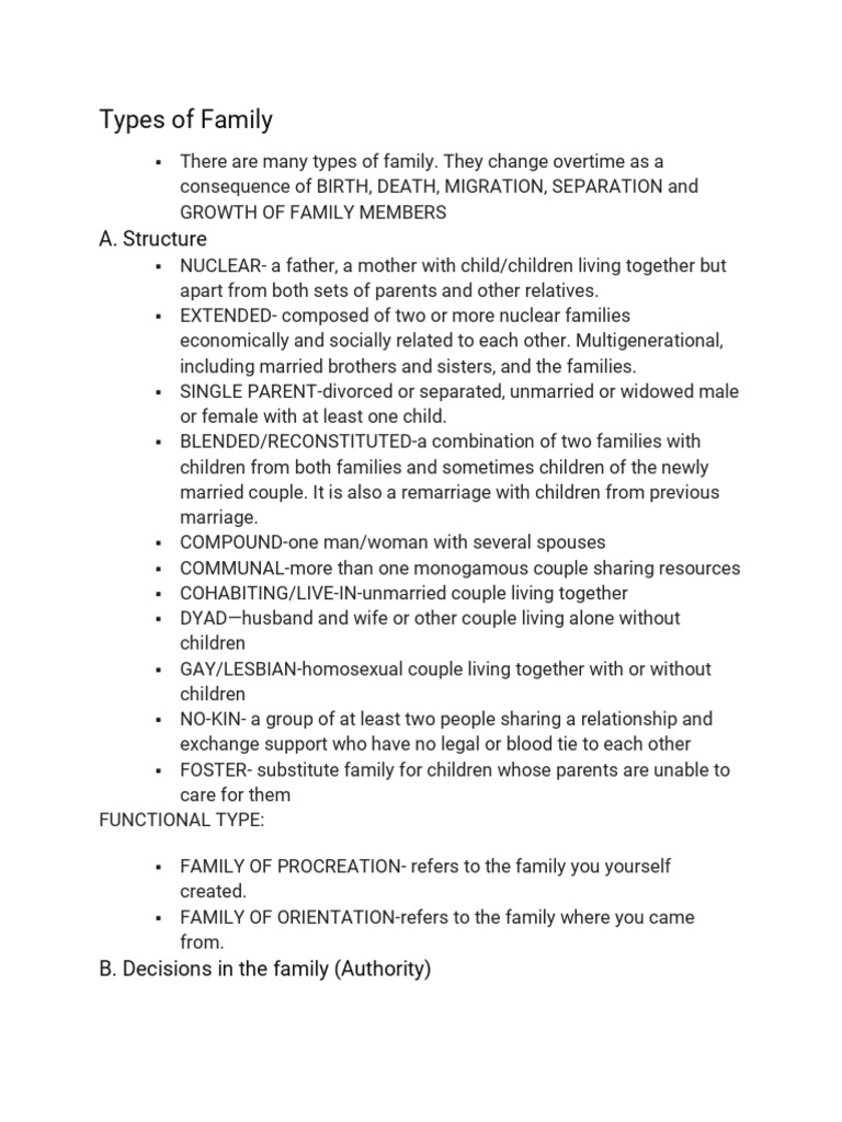 Family Type | PDF | Family | Marriage