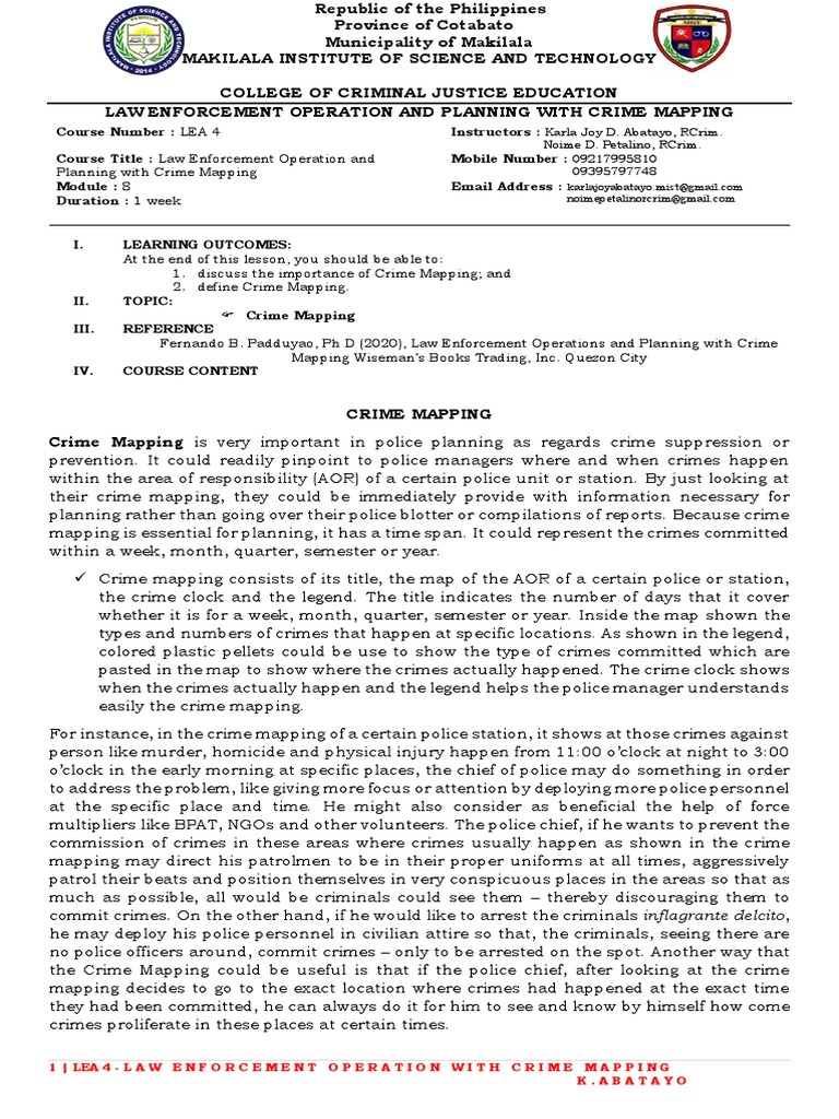 LEA 4 - Module 8 | PDF | Police | Crimes