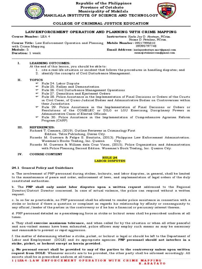 LEA 4 - Module 6 | PDF | Police | Strike Action