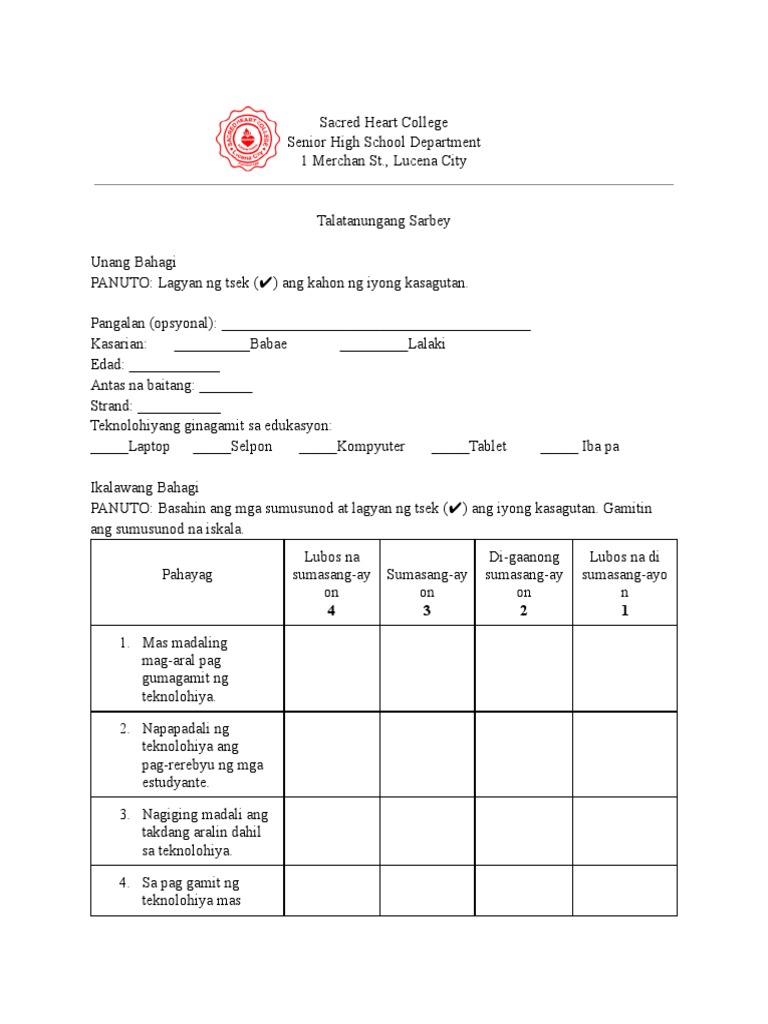 Talatanungan GRP 1 | PDF