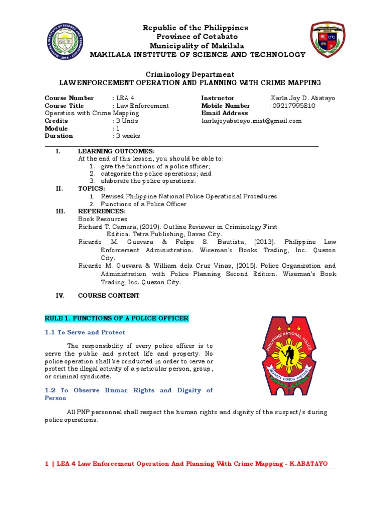LEA 4 - Module 1 | PDF | Police | Reasonable Suspicion