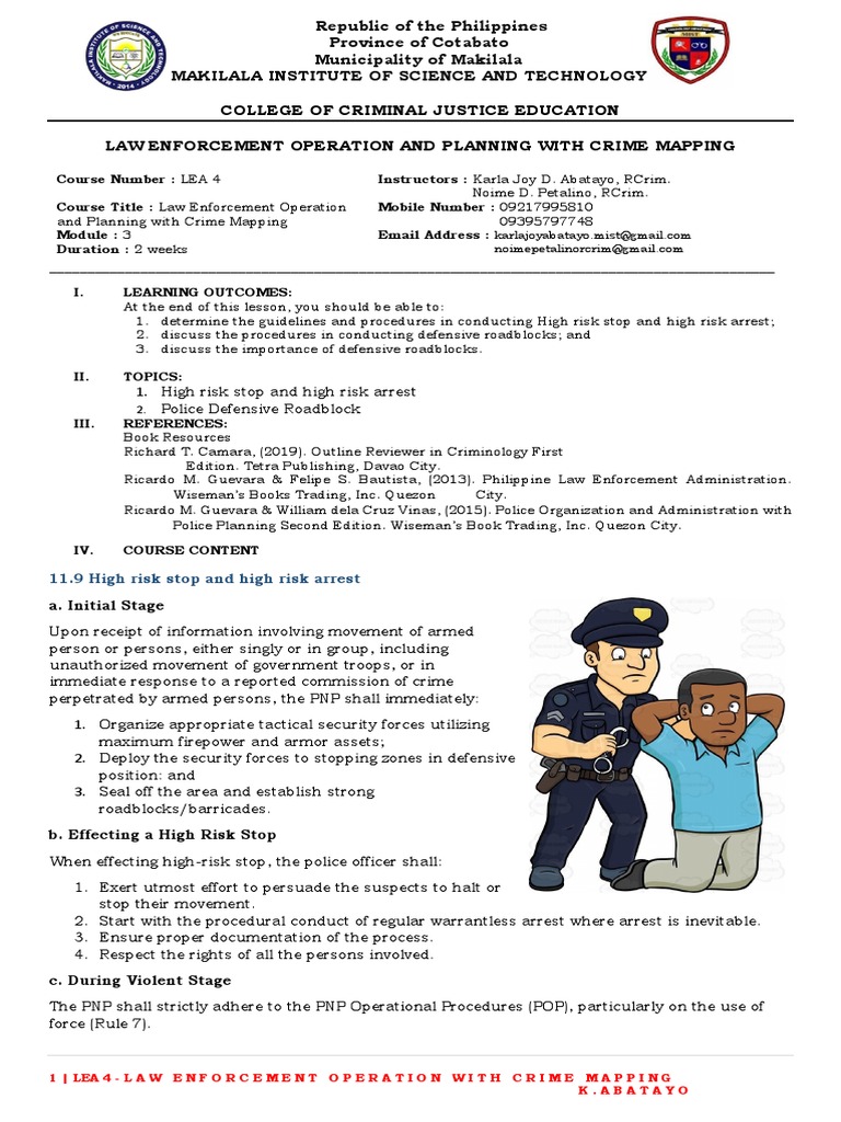 Law Enforcement Operation and Planning with Crime Mapping: Guidelines for Conducting High Risk ...