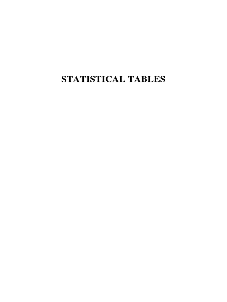 Statistical Tables and Formulae | PDF