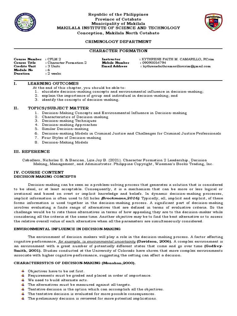 CFLM 2 Module 6 | PDF | Decision Making | Behavioural Sciences