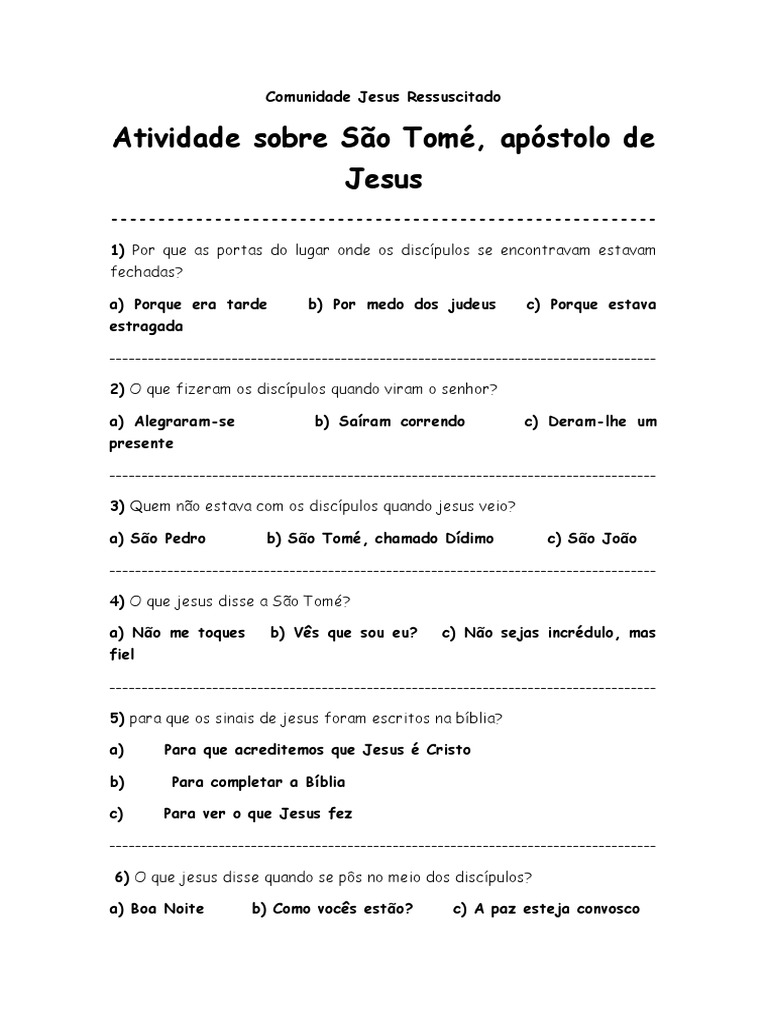 Atividade Sobre São Tomé | PDF