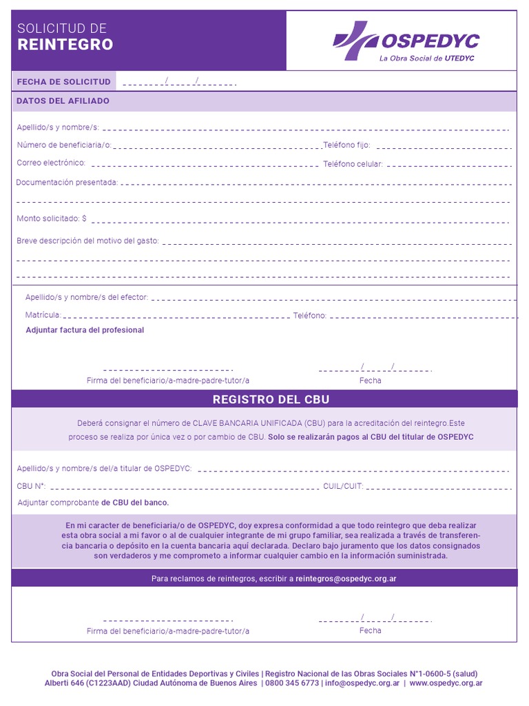 F. 2700 Solicitud de Reintegro | PDF