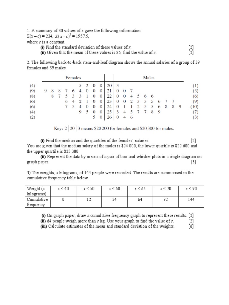 Statistics - XII | PDF