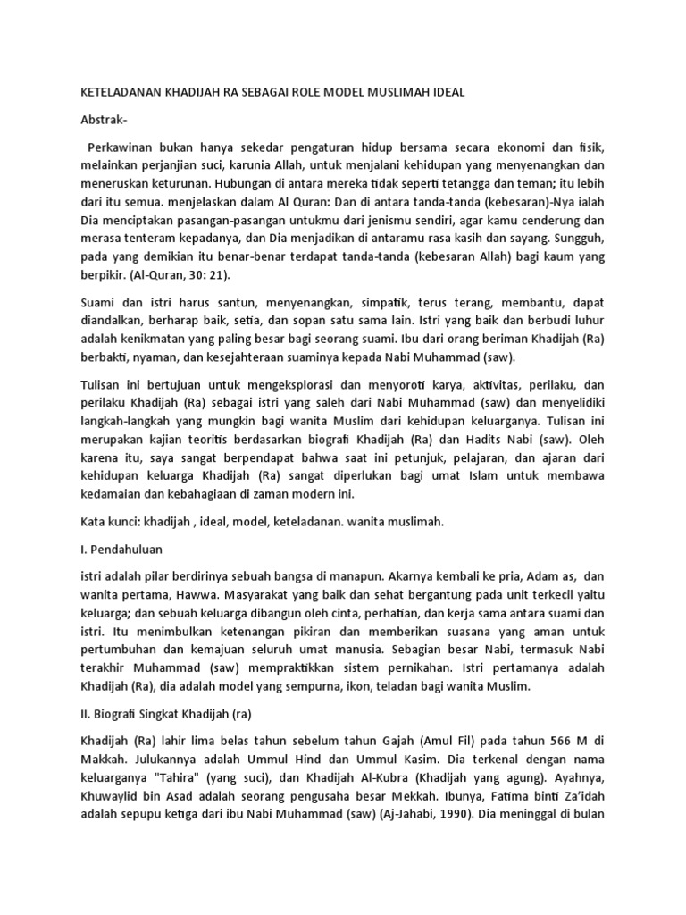 Keteladanan Khadijah RA: Role Model Muslimah | PDF
