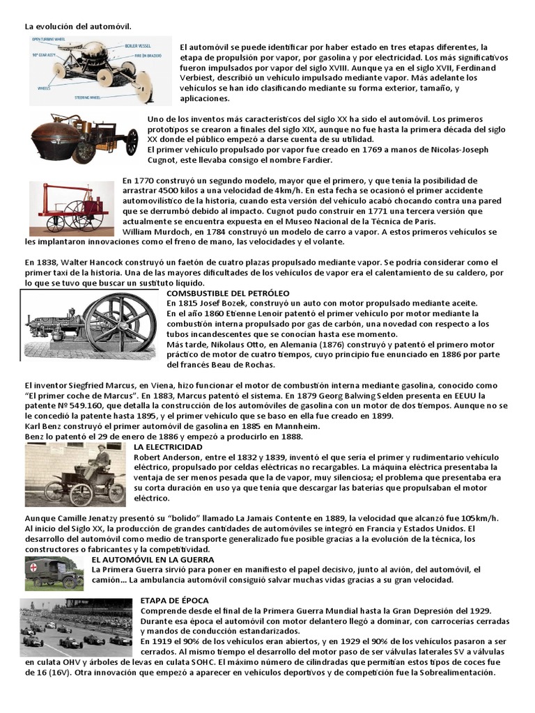 La Evolución Del Automóvil y Mantenimiento Del Automovil | PDF | Coche | Vehículo híbrido