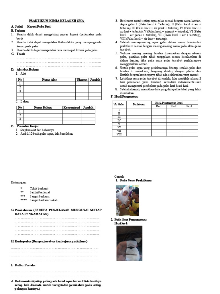 Praktikum Kimia Kelas Xii Sma Korosi | PDF