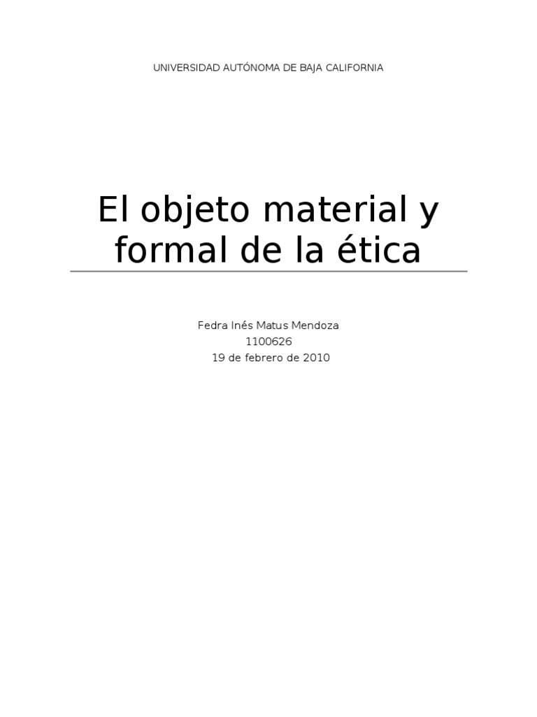 Objeto de La Etica | PDF | Moralidad | Verdad