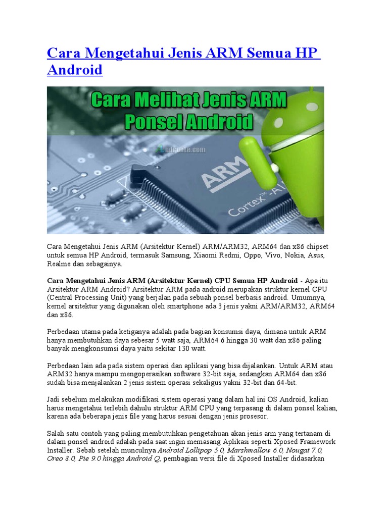 Cara Mengetahui Jenis ARM Semua HP Android | PDF