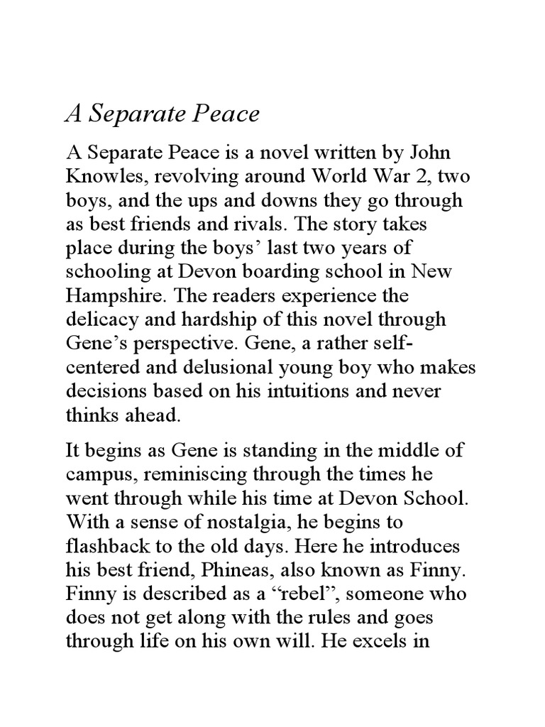 A Separate Peace | PDF