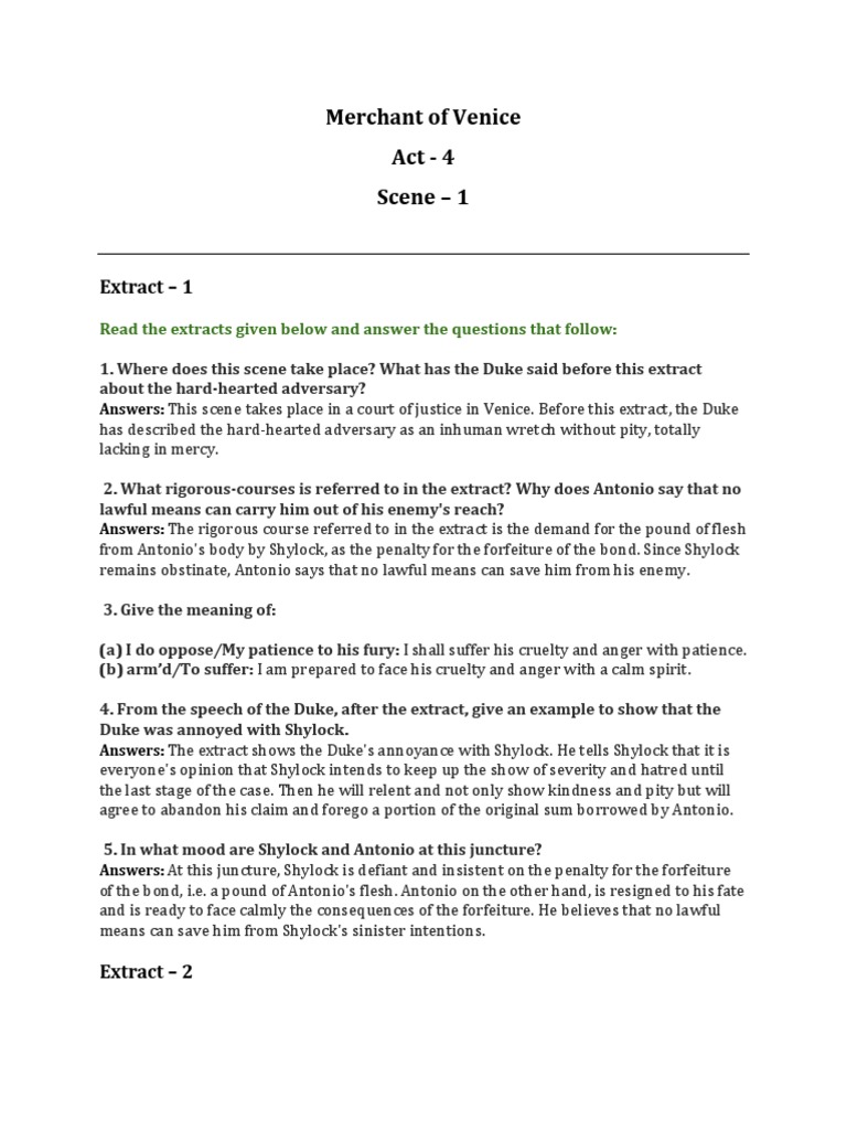 Act 4 Scene 1 | PDF | The Merchant Of Venice | Shylock