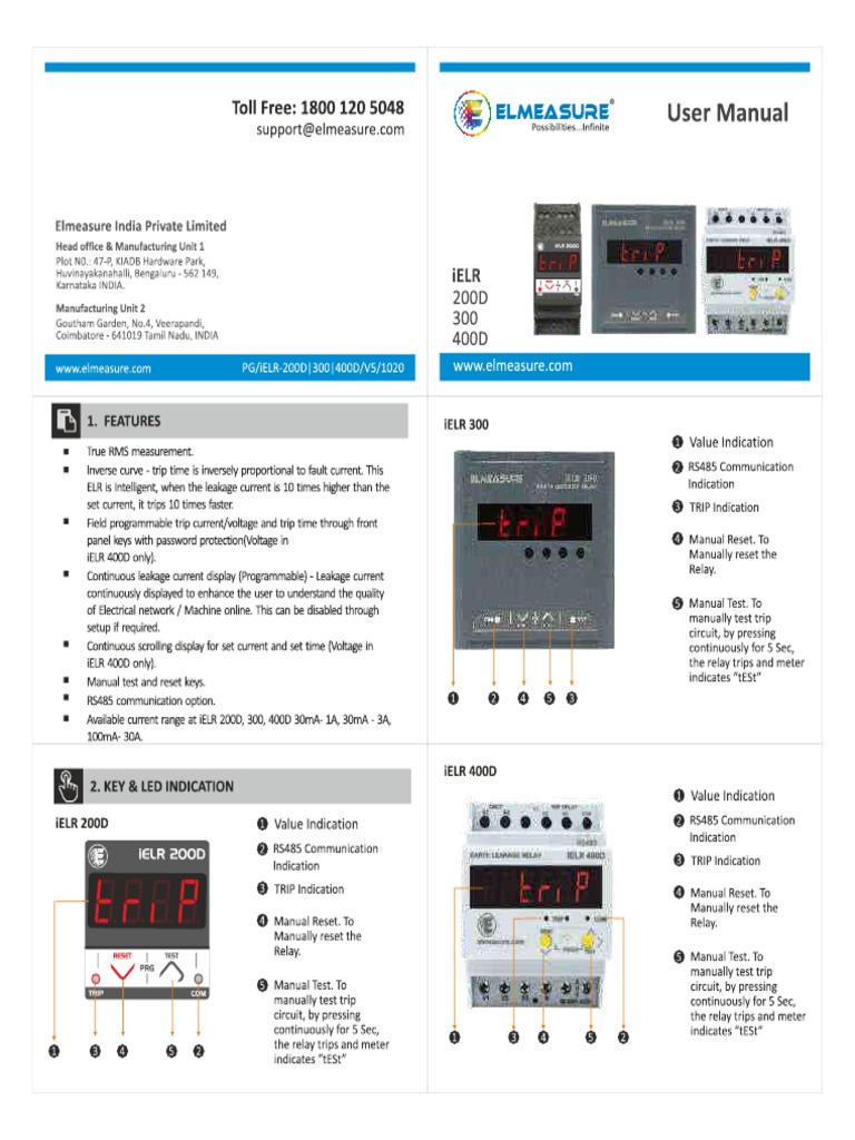 Elmeasure Earth Leakage Relay Ielr Programming Guide | PDF