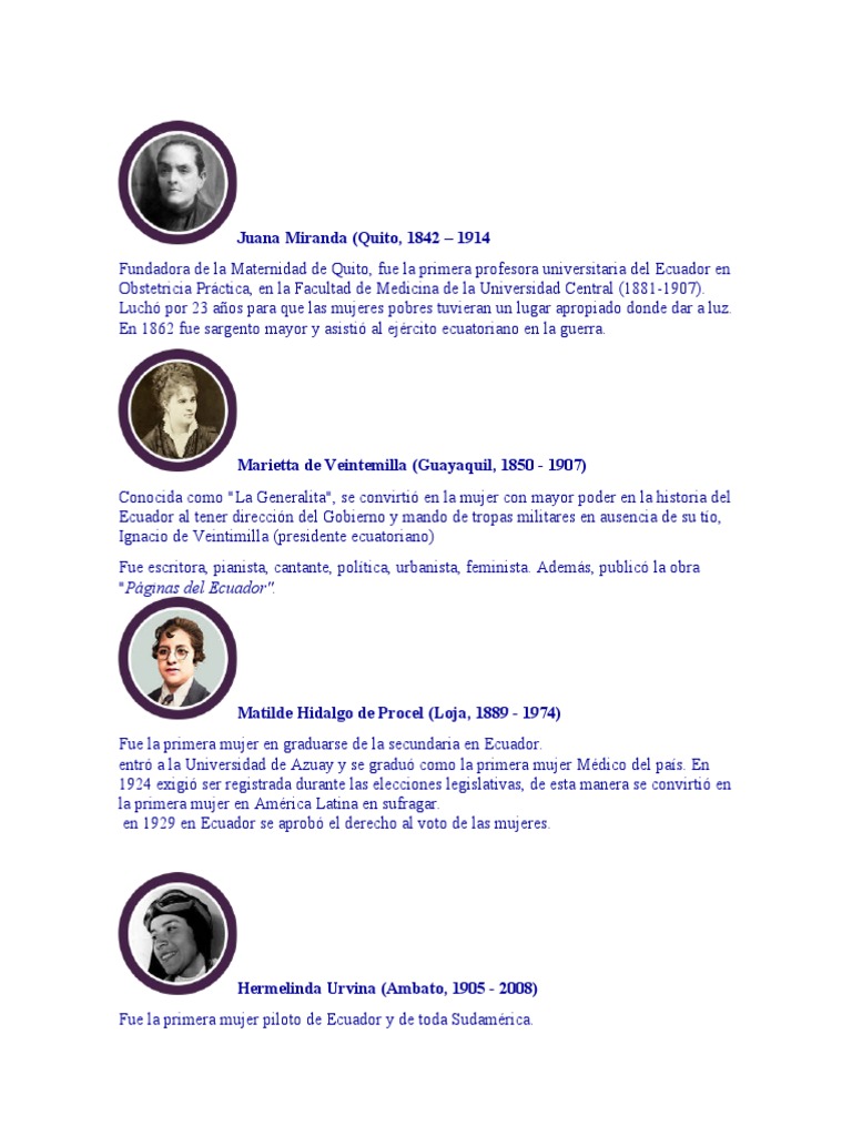 Biografia de Las Mujeres Importantes Del Ecuador | PDF | Ecuador | Mujer