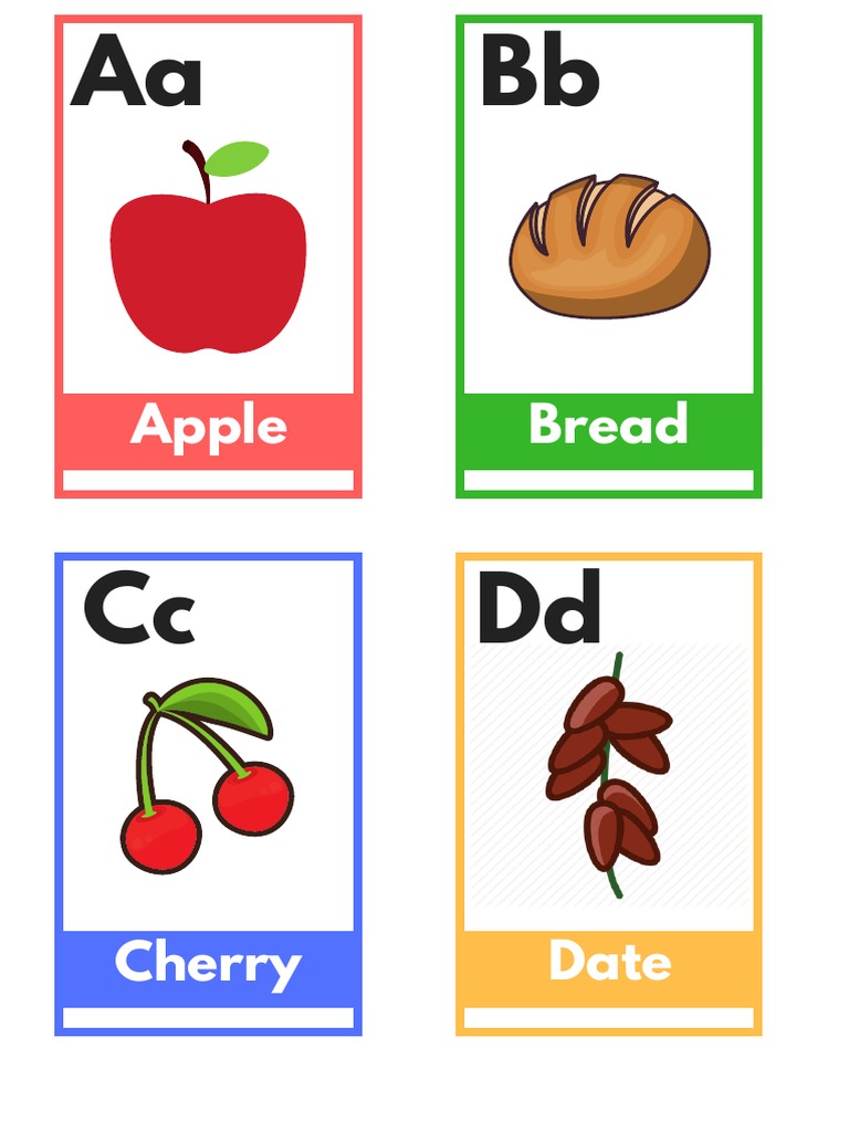Food Alphabet Flash Cards | PDF