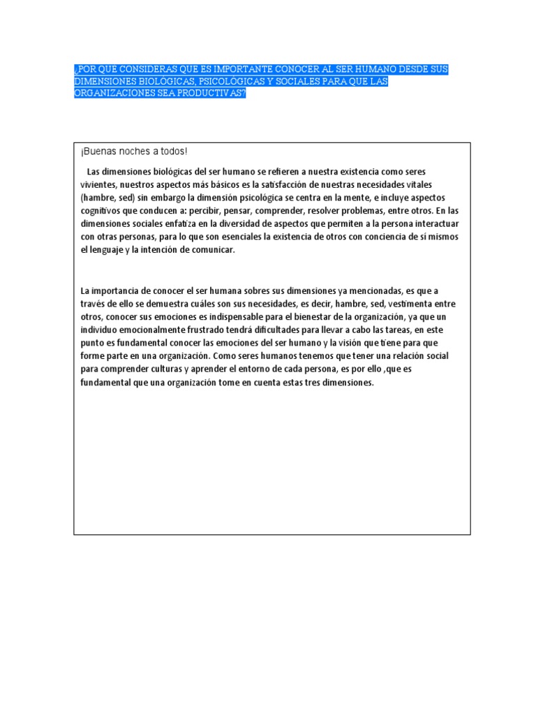 Importancia de conocer al ser humano en organizaciones | PDF ...