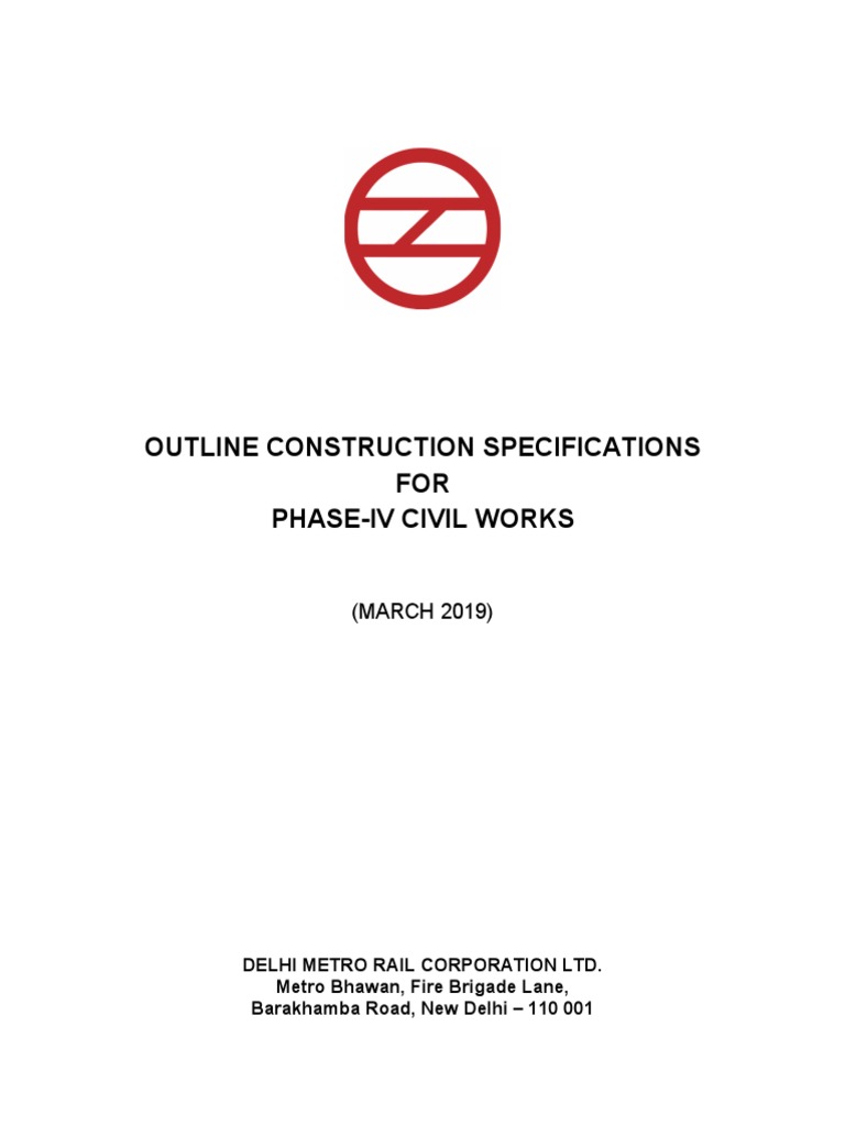Outline Construction Specification For Phase IV Civil Works | PDF ...