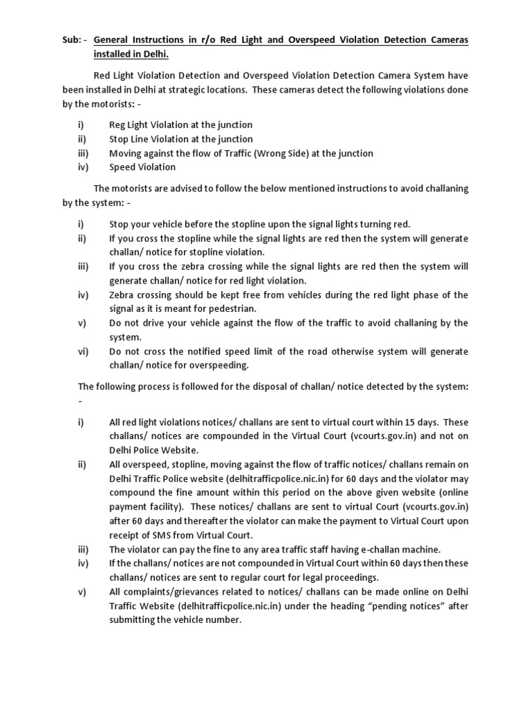 General Instructions RLVD | PDF | Traffic Light | Traffic