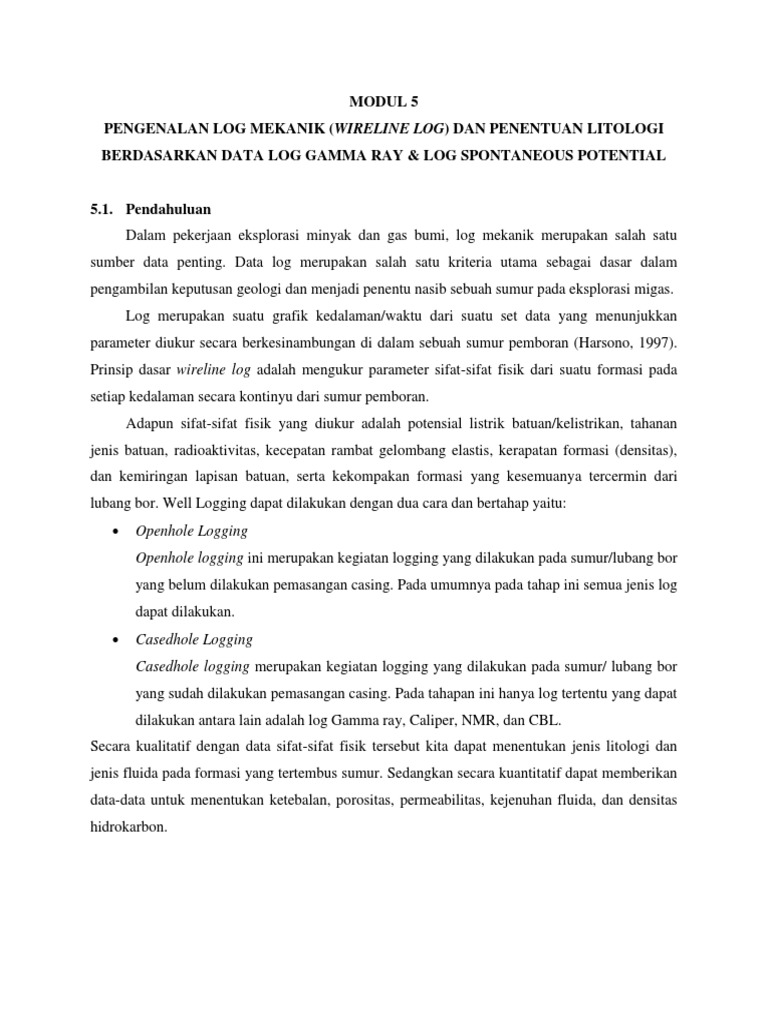 Modul 5 - Wireline Log | PDF | Ilmu Sosial | Teknologi & Rekayasa