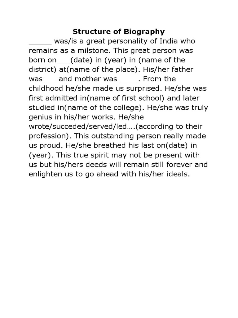 Structure of Biography | PDF