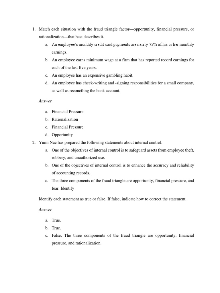 Exercise Chapter 7 Accounting Fraud and Internal Control | PDF ...