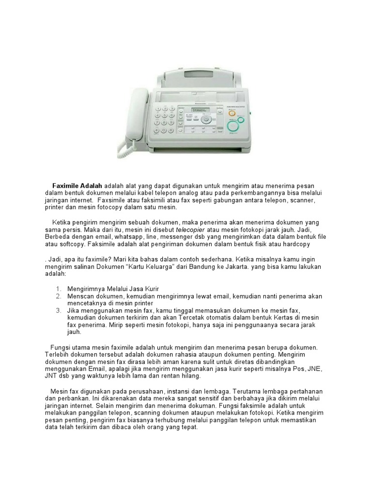 Faximile Adalah Adalah Alat Yang Dapat Digunakan Untuk Mengirim Atau ...