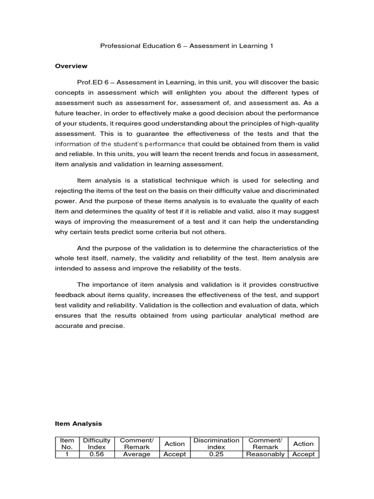 Item Analysis | Download Free PDF | Educational Assessment | Validity (Statistics)