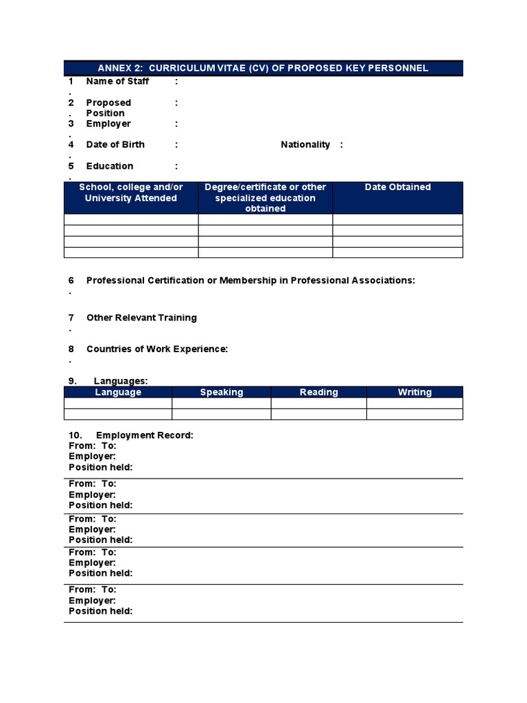 WB - CV Format | PDF