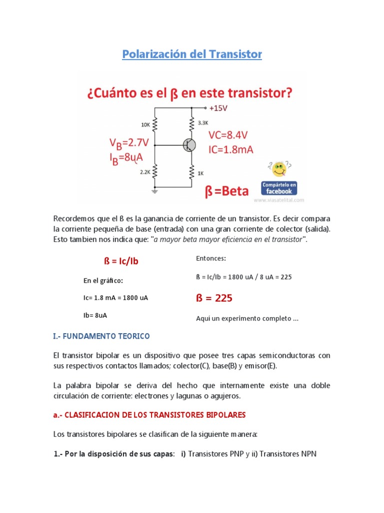 Polarización Del Transistor | PDF | Transistor | Transistor de unión ...