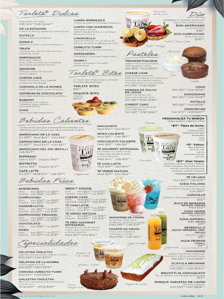 Menu Tarlets Cafeterias 2 | PDF