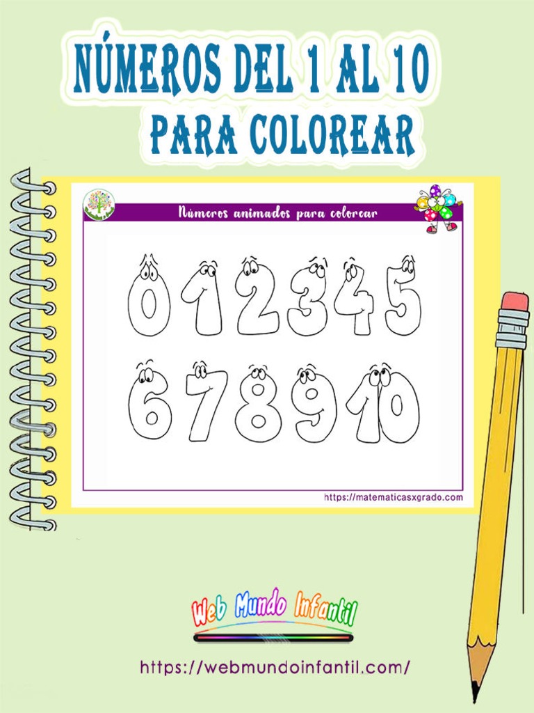 Números Animados para Colorear Del 1 Al 10 | PDF