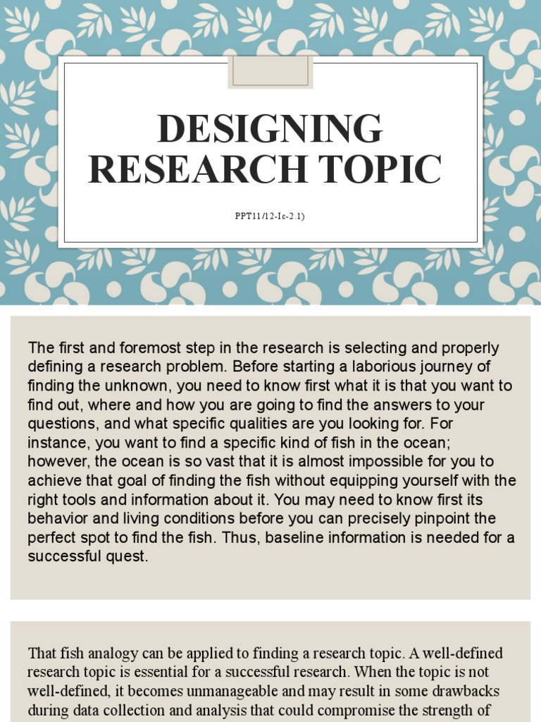 Steps to Design a Research Topic | PDF | Hypothesis | Methodology