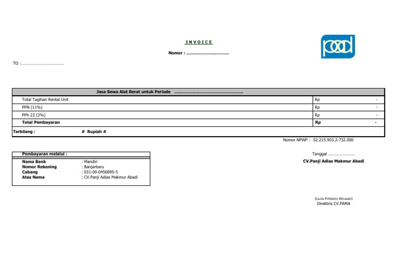 Contoh Invoice CV - PAMA | PDF
