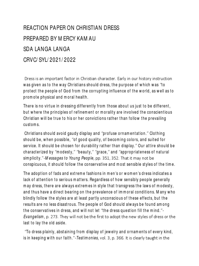 Christian Dress Principles for Women | PDF | Modesty | Clothing