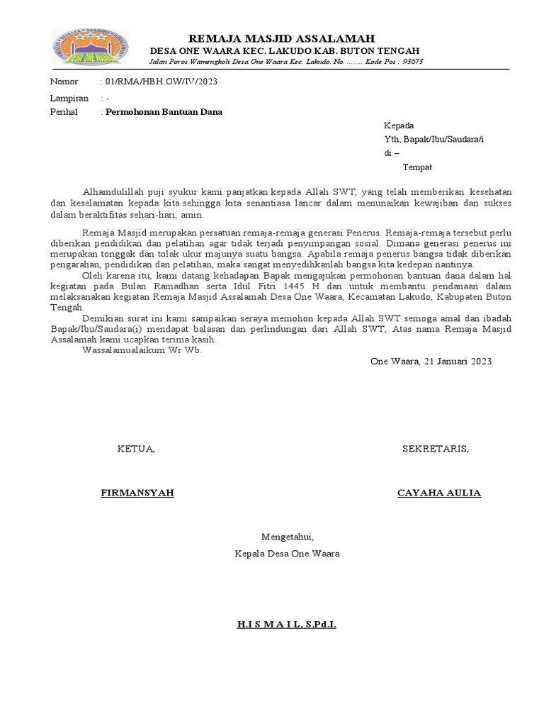 Contoh Proposal Remaja Masjid | PDF