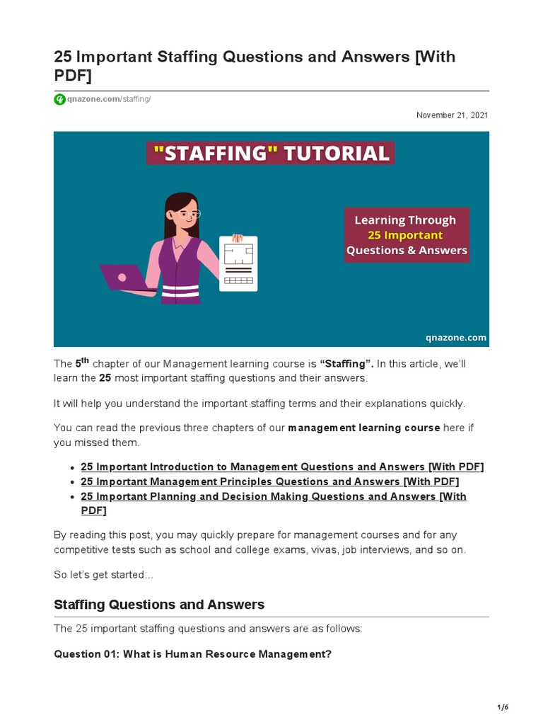 25 Important Staffing Questions and Answers With PDF | PDF ...