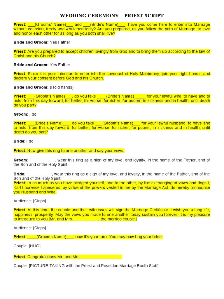 Script what does the priest say at a wedding | Beachweddingtips.com