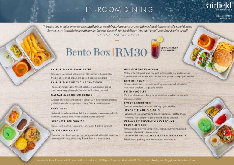 In-Room Dining Bento Box Menu 3 Compressed 1 | PDF | Food Ingredients ...